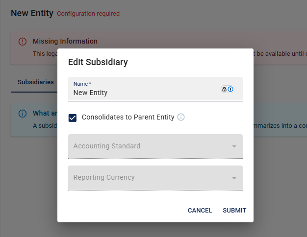 How do I configure my new legal entity?