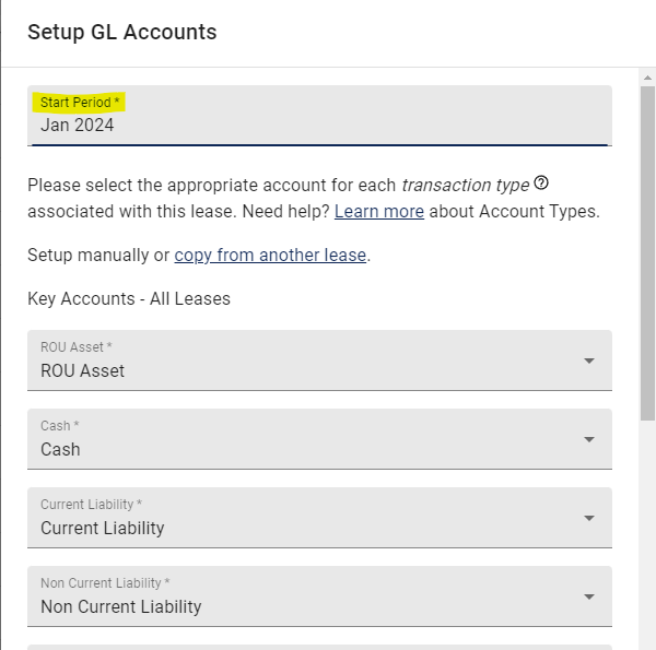 How do I set up my Accounts Configuration for my Lease?