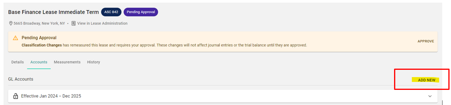 How do I change the GL accounts or segments configured to a lease?